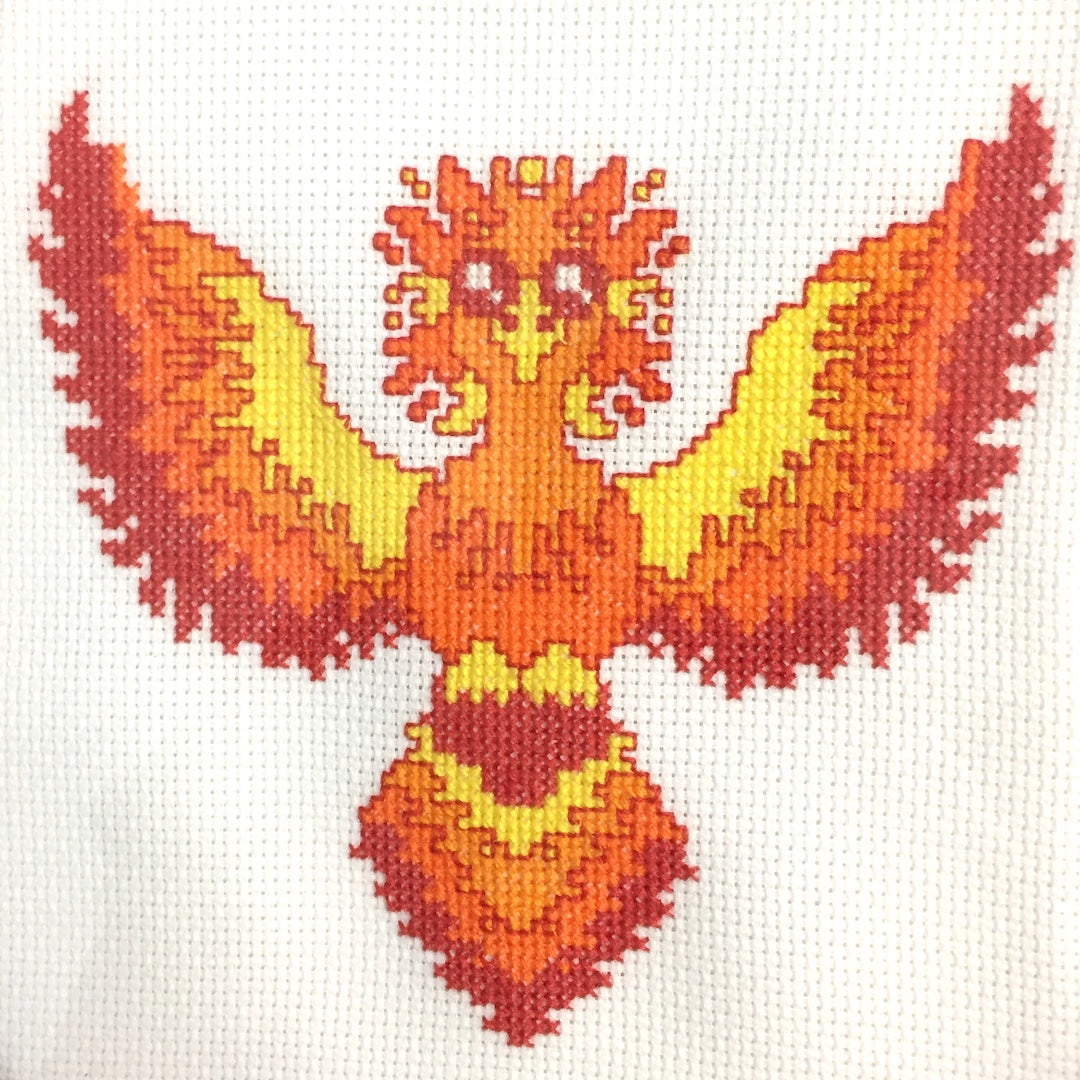 “Phoenix” Modern Counted Cross Stitch Digital Pattern – Spot Colors