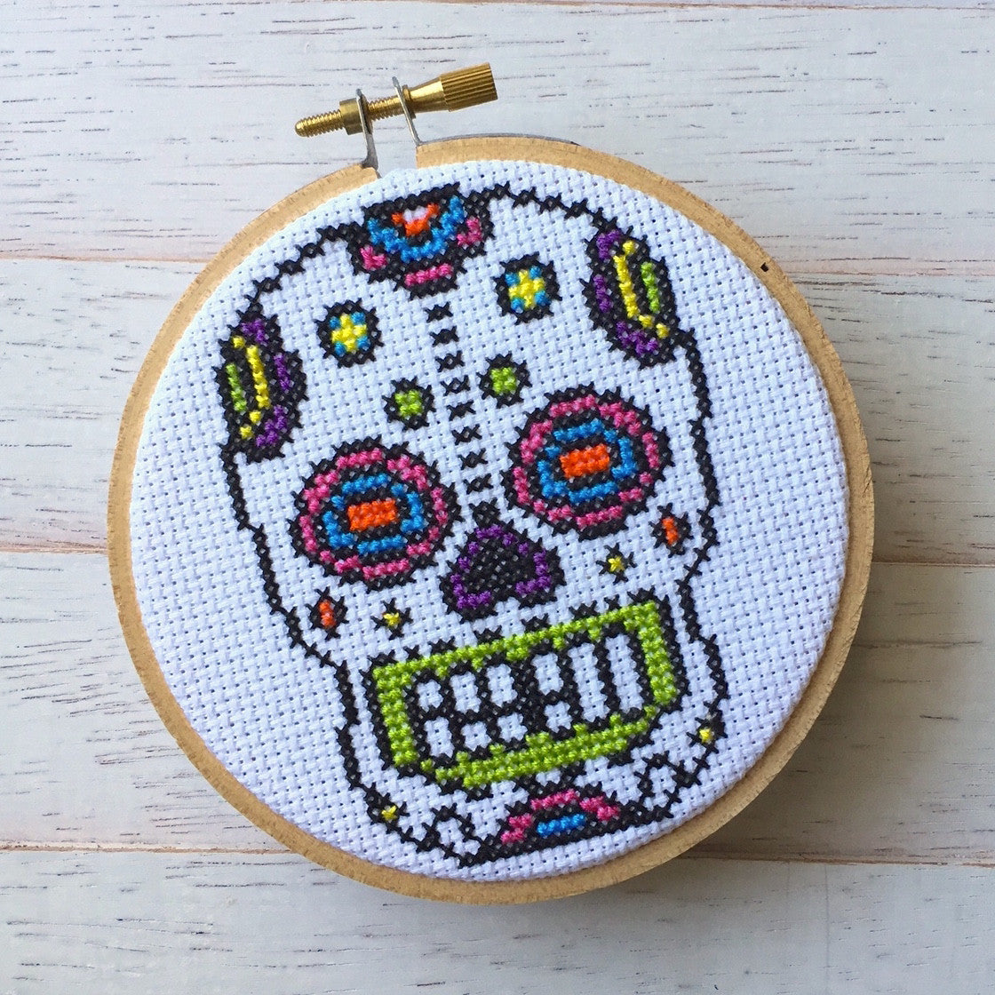 “Sugar Skull Day of the Dead” Modern Counted Cross Stitch Digital ...