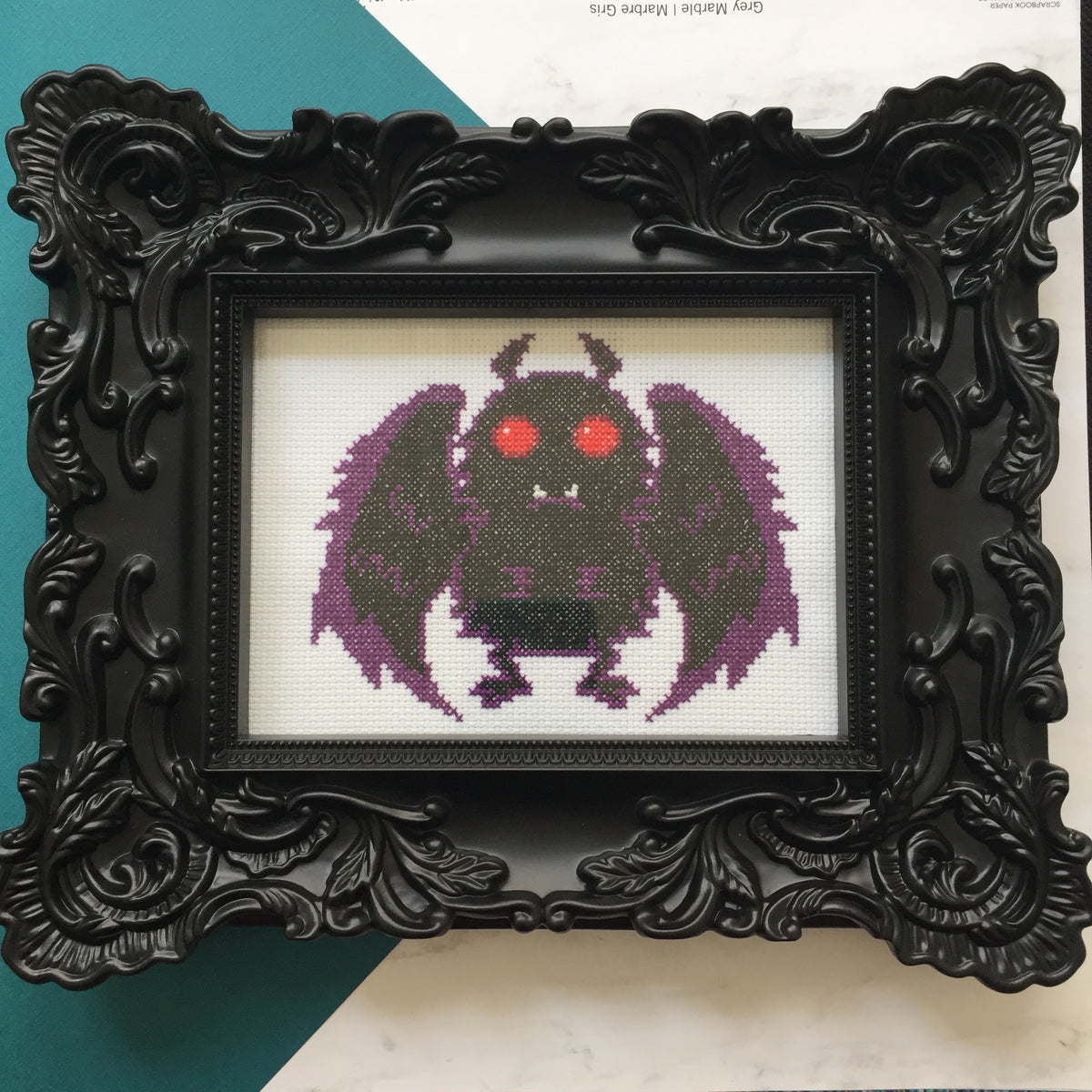 "Mothman" Modern Counted Cross Stitch Kit – Spot Colors