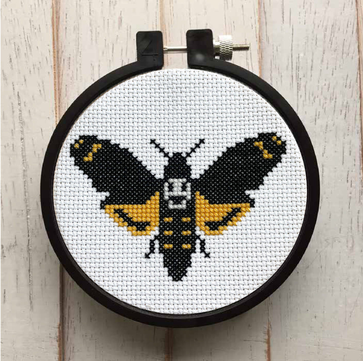 "Deadhead Moth" Modern Counted Cross Stitch Kit – Spot Colors